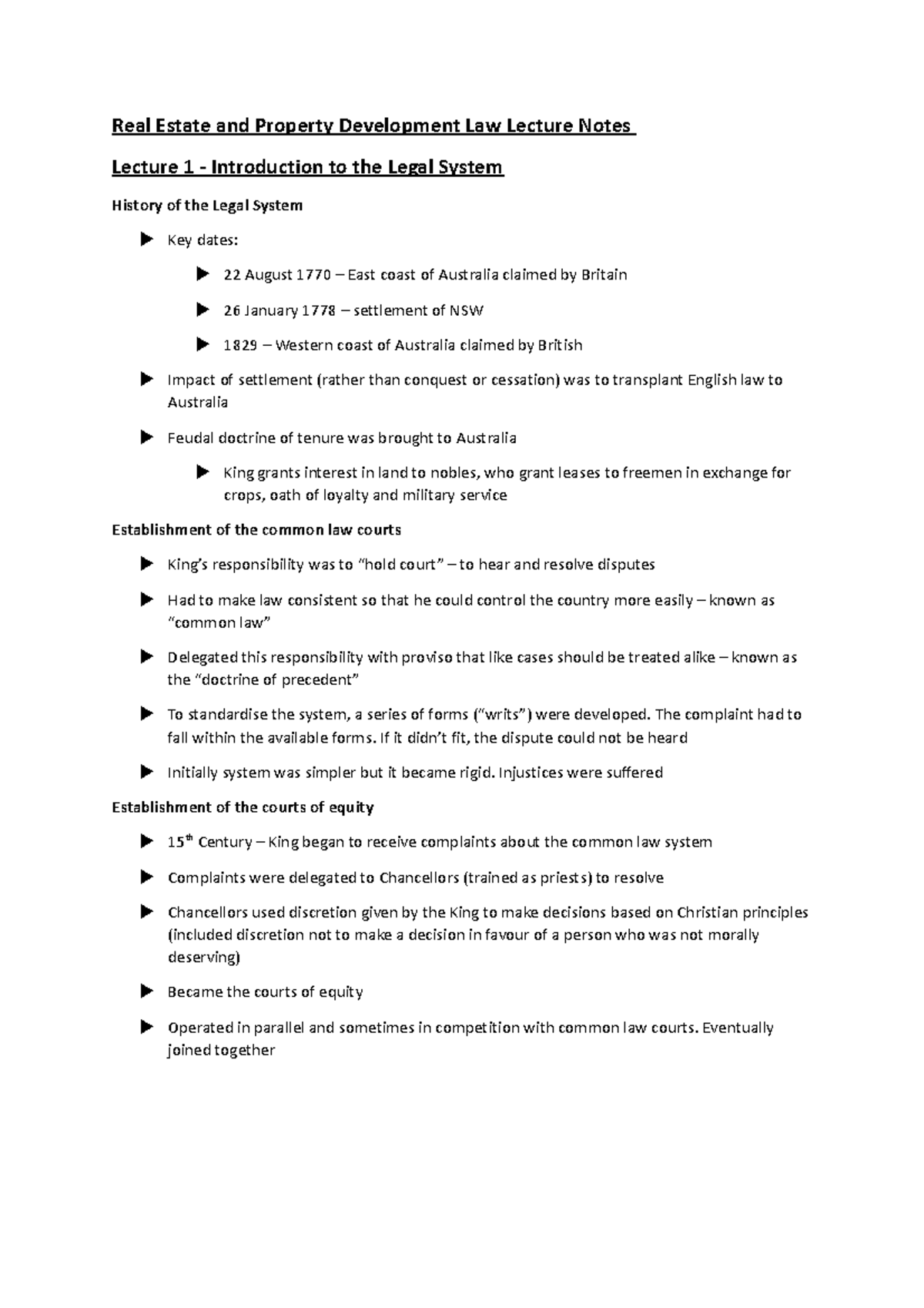 Lecture Notes - Real Estate and Property Development Law Lecture Notes ...