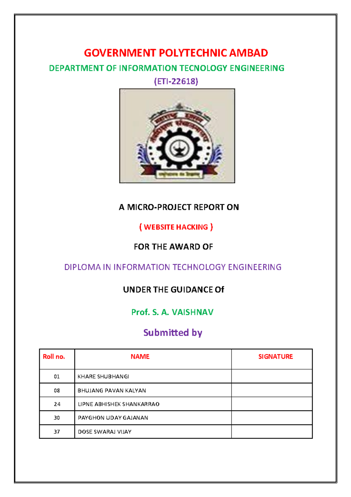 Eti final projectt - THIS IS MICROPROJECT OF ETI - GOVERNMENT ...