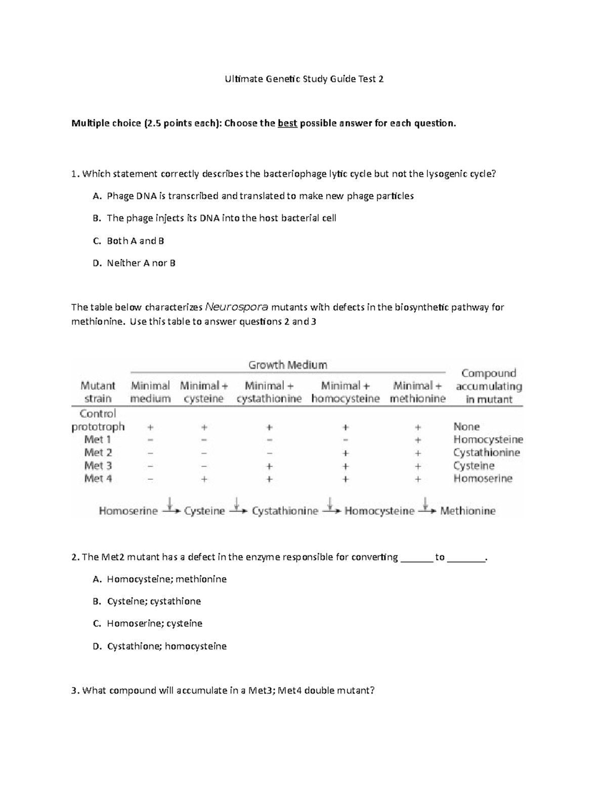 Ultimate Genetic Study Guide Test 2 - Which statement correctly ...