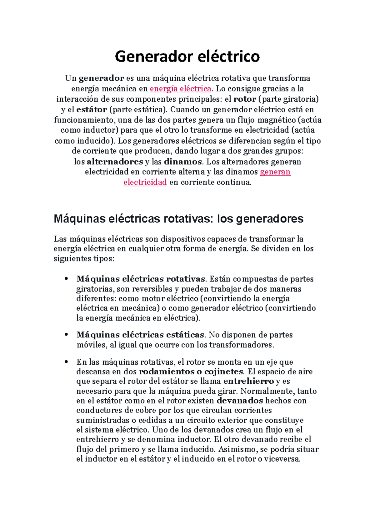 Generador eléctrico 1 - electricidad simple - Generador eléctrico Un ...