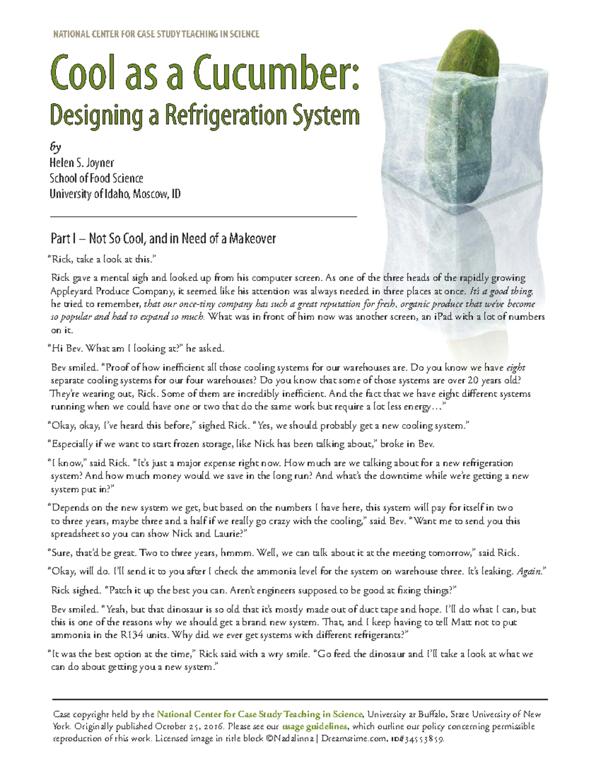 Cool as a Cucumber Part 1 - Case copyright held by the National Center ...