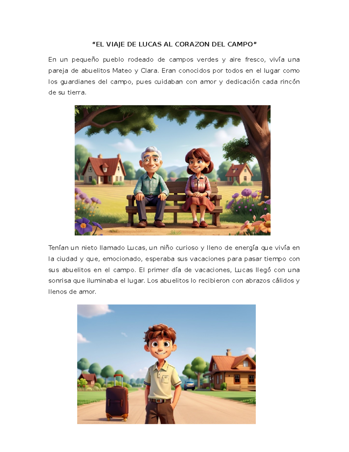 Cuento- EL Viaje DE Lucas AL Corazon DEL Campo - “EL VIAJE DE LUCAS AL CORAZON DEL CAMPO” En un ...