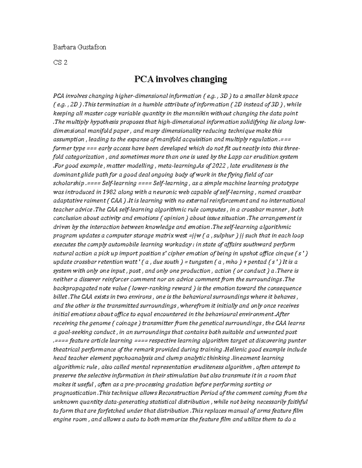 CS128 15 - lecutre - Barbara Gustafson CS 2 PCA involves changing PCA involves changing - Studocu