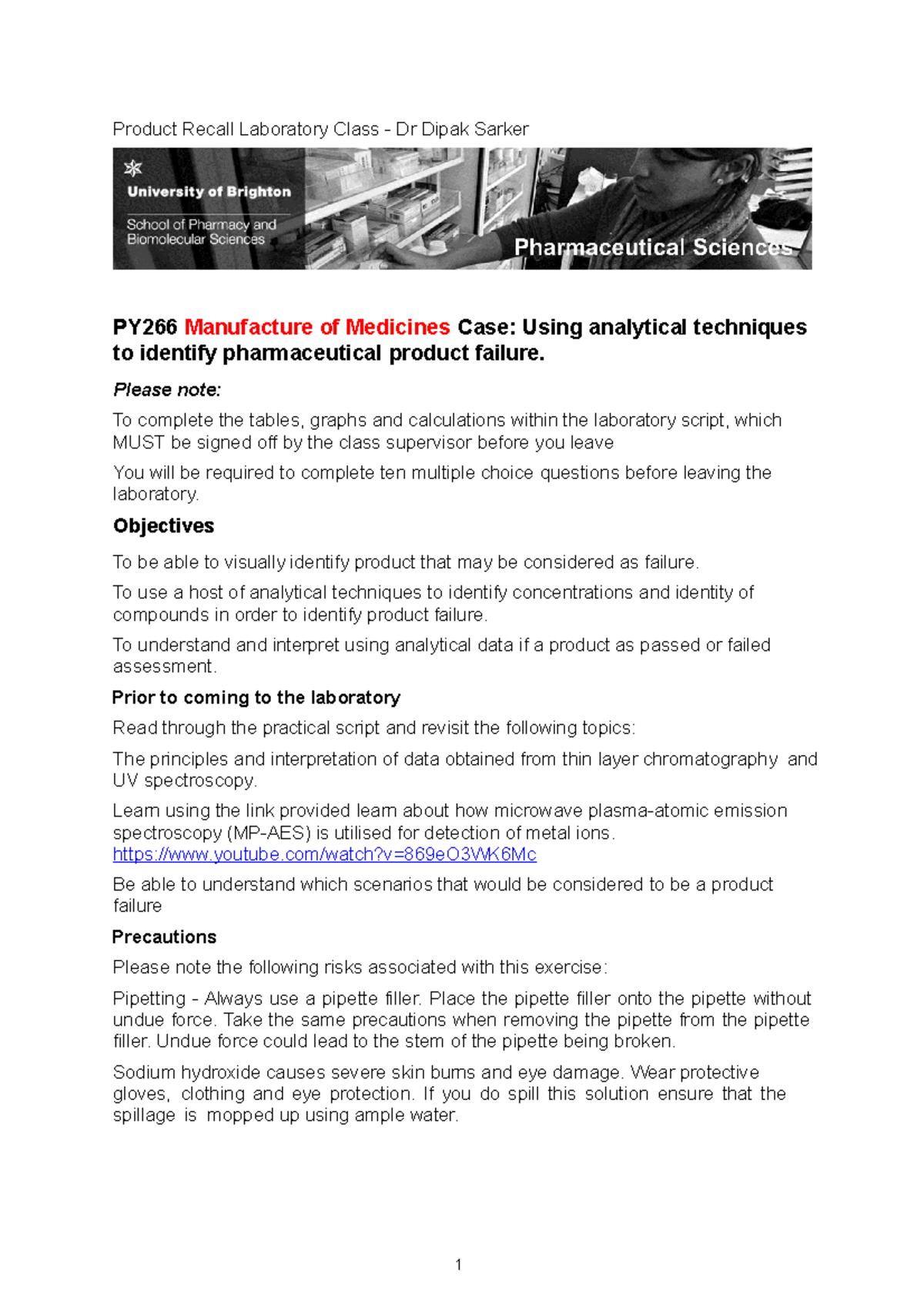 PY266 Mo M Case Product Recall Lab Instructions - Product Recall ...