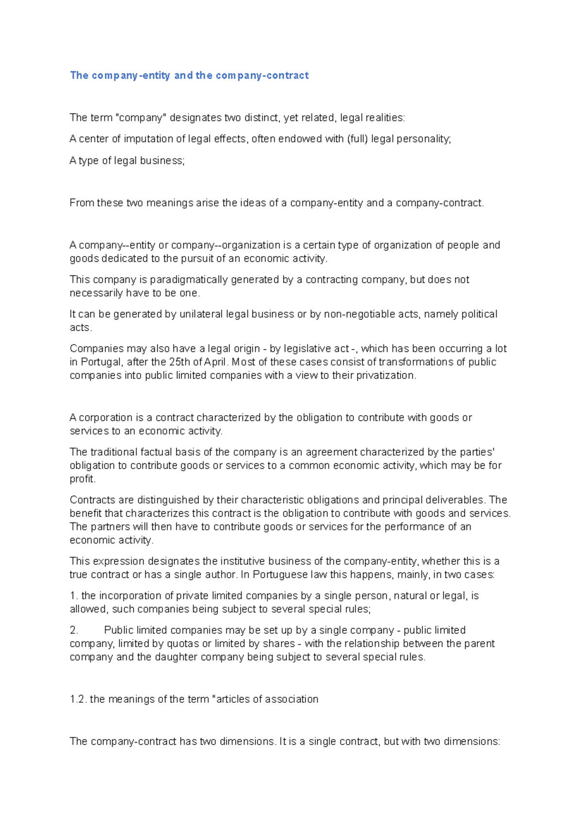 The company-entity and the company-contract 9 - A company-entity or ...