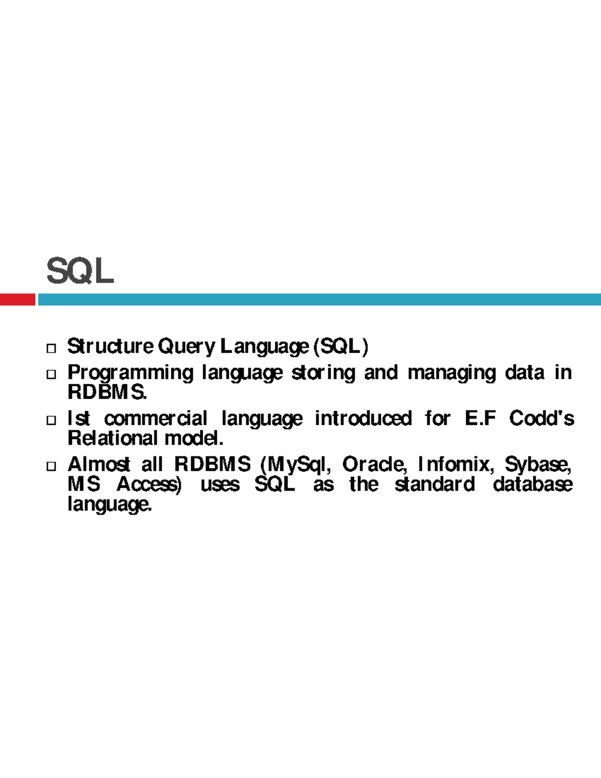 Lecture Slides wk02 02 - Introduction to Database Systems and its components. - SQL Structure ...