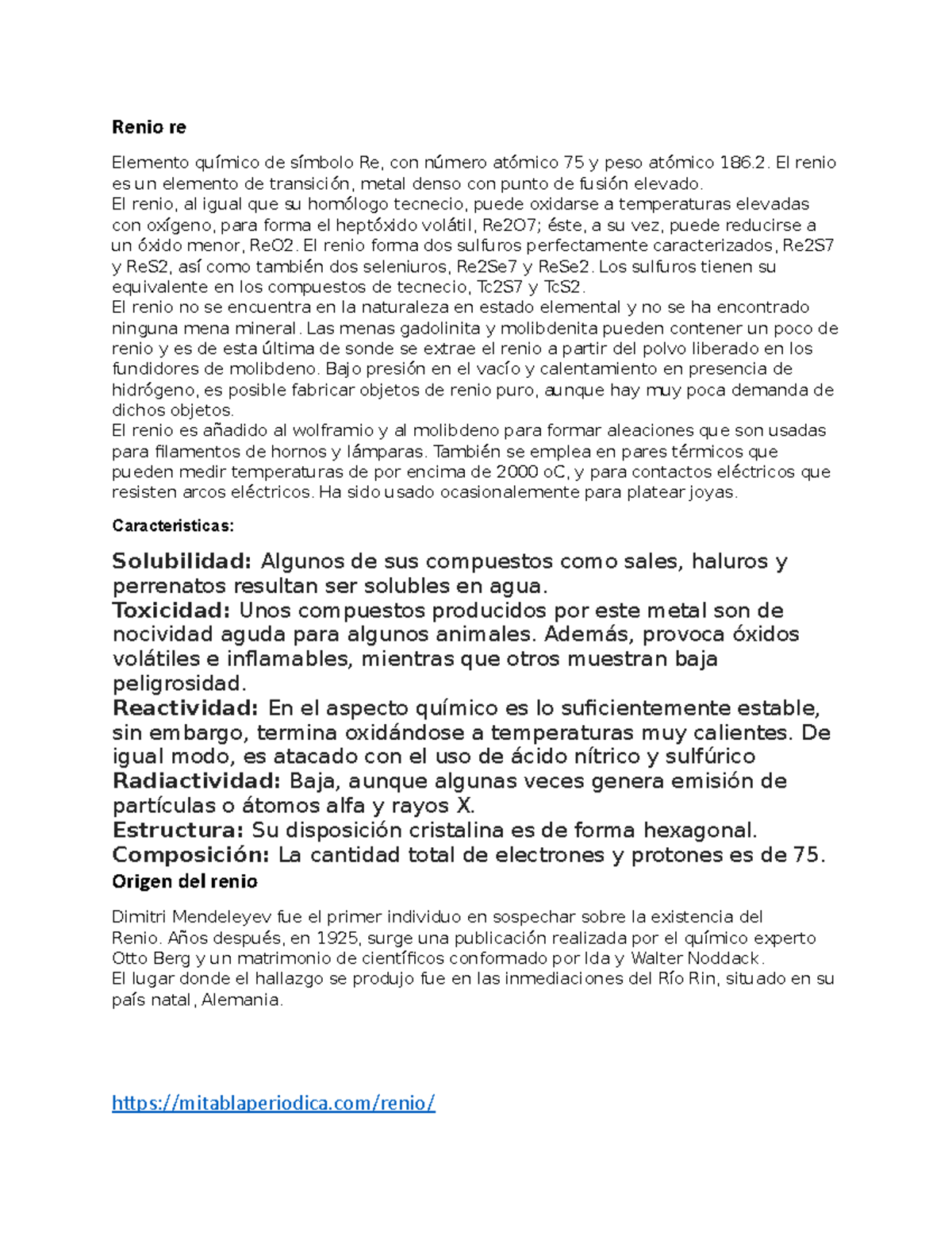 Renio re - nada - Renio re Elemento químico de símbolo Re, con número ...