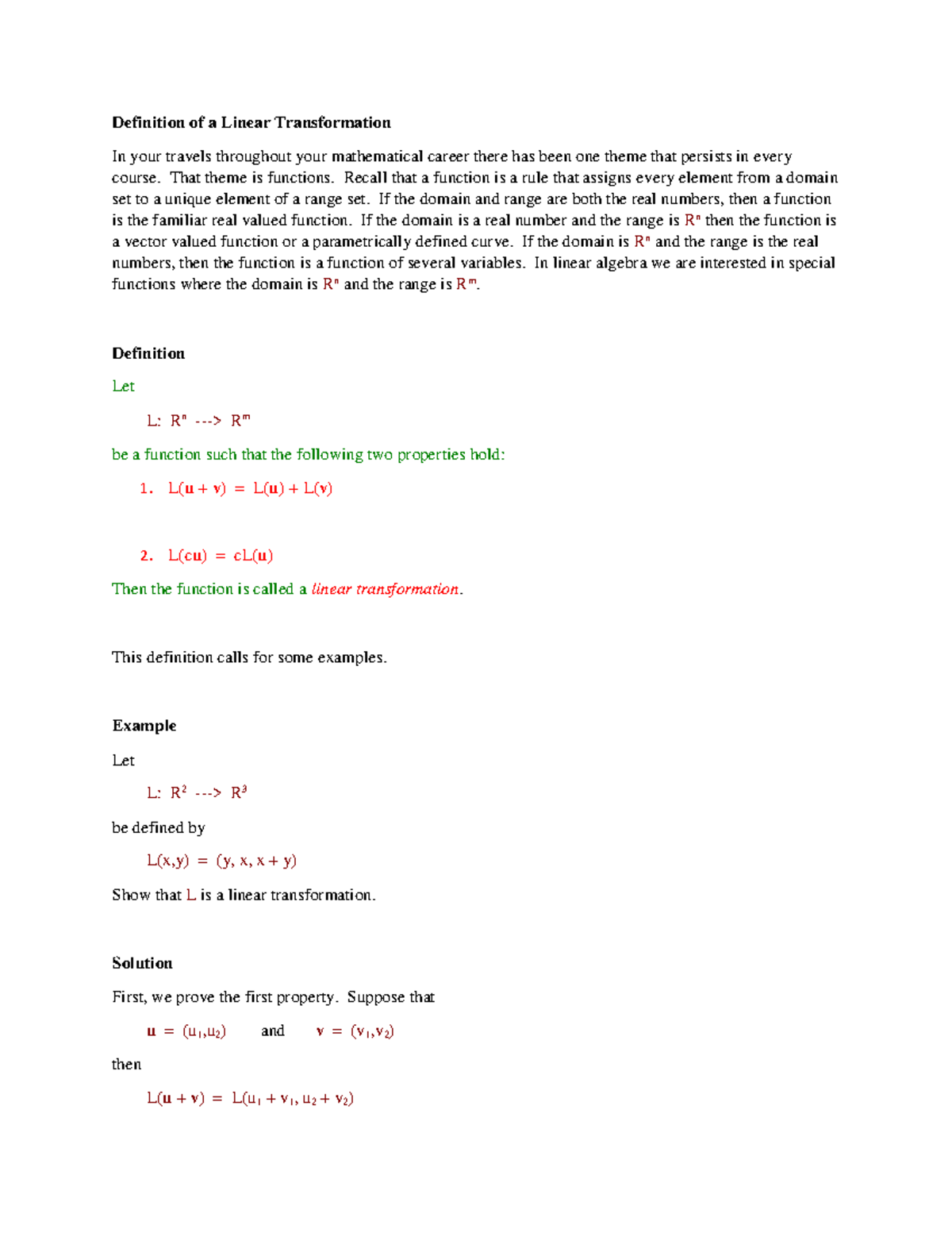 Linear Transformations Linear Algebra Warning Tt Undefined Function 32 Definition Of A
