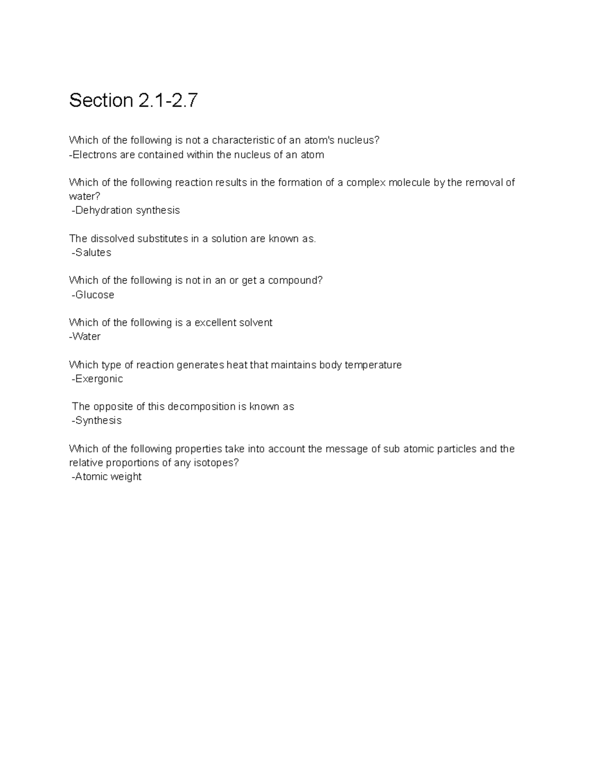Sections 2 - Review questions and answers - Section 2-2. Which of the ...