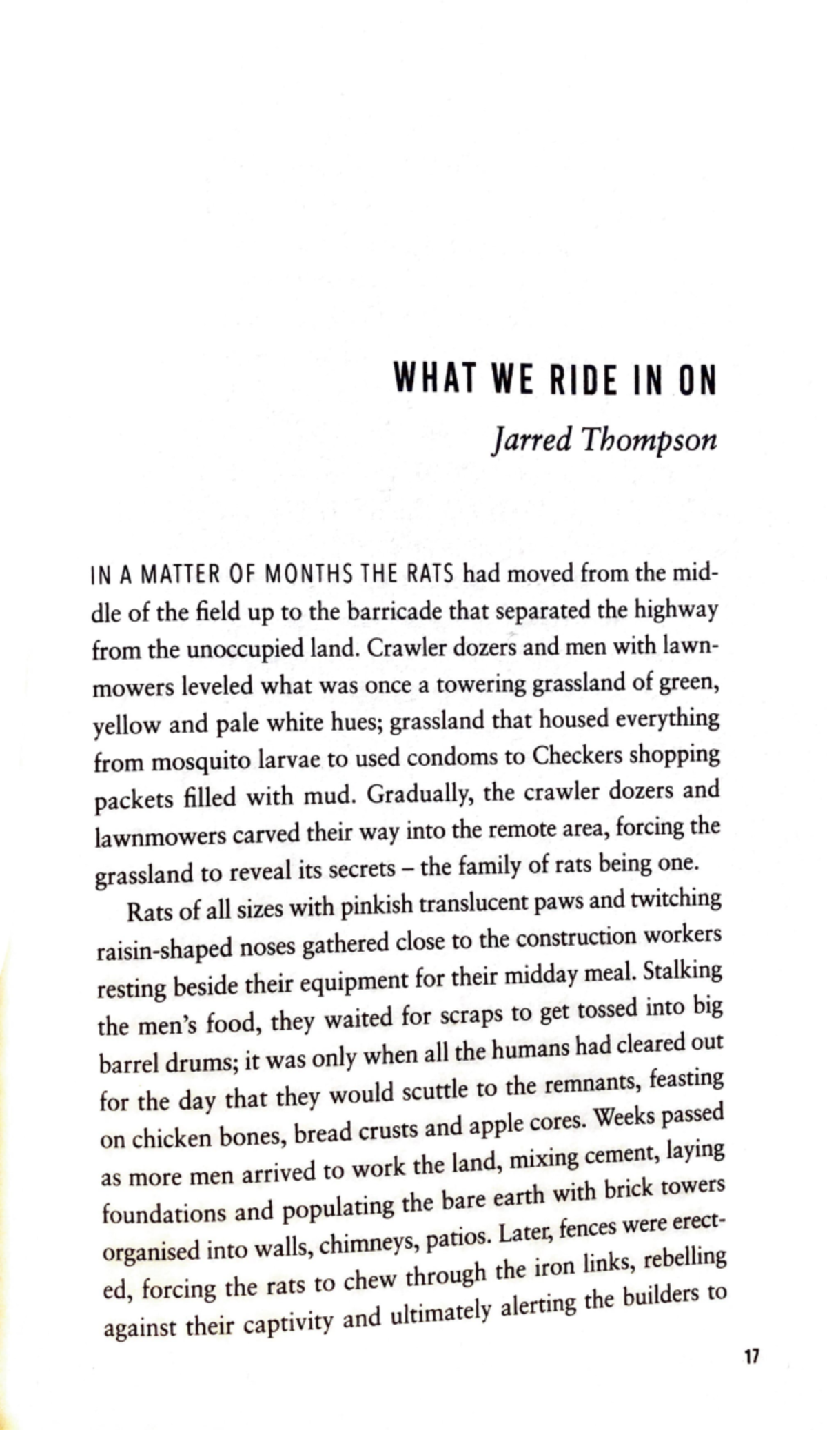 Thompson. What We Ride in on - WHAT WE RIDE IN ON Jarred Thompson IN A ...