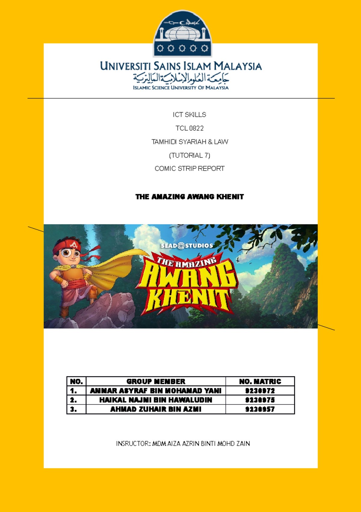 Comicstripreport TTL7 - ICT SKILLS TCL 0822 TAMHIDI SYARIAH & LAW ...