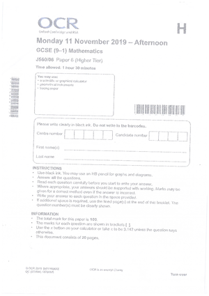 OCR GCSE Mathematics Foundation Paper 1 QP - © OCR 2019 [601/4606/0]DC ...
