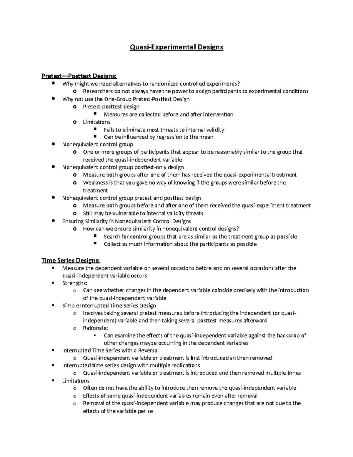 Quasi-Experimental Designs - Quasi-Experimental Designs Pretest ...