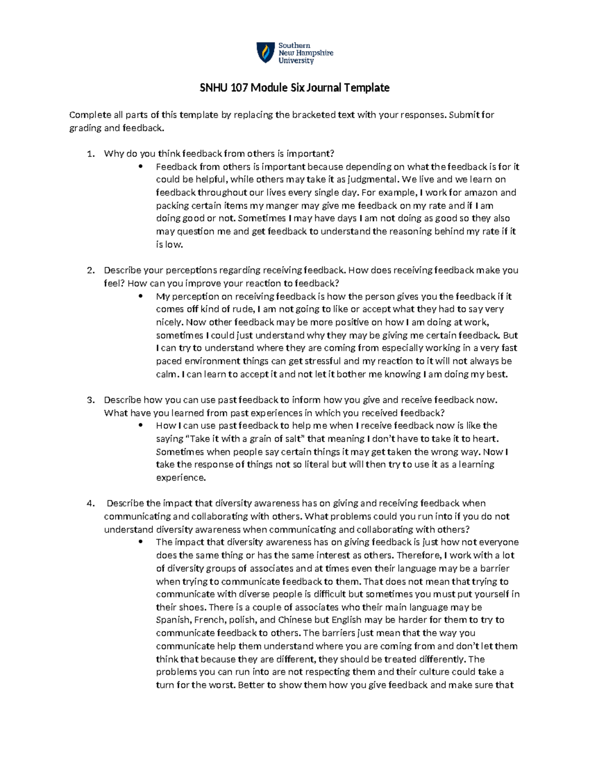 Module 6 essay - SNHU 107 Module Six Journal Template Complete all ...