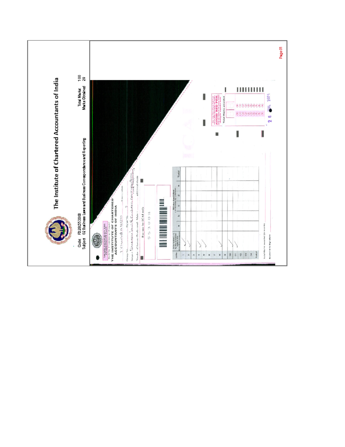 DM - Answersheet 29 - Business law answer sheet - Code: FD2BL Subject ...