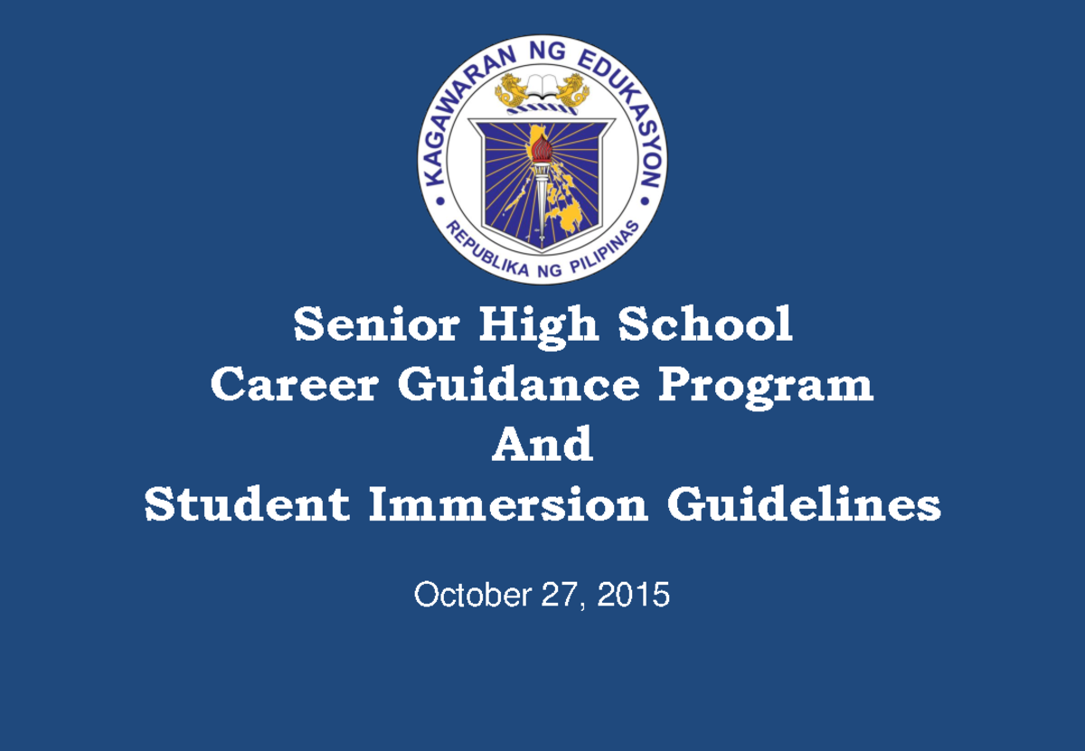 Deped Career-immersion memo for Students - Senior High School Career ...