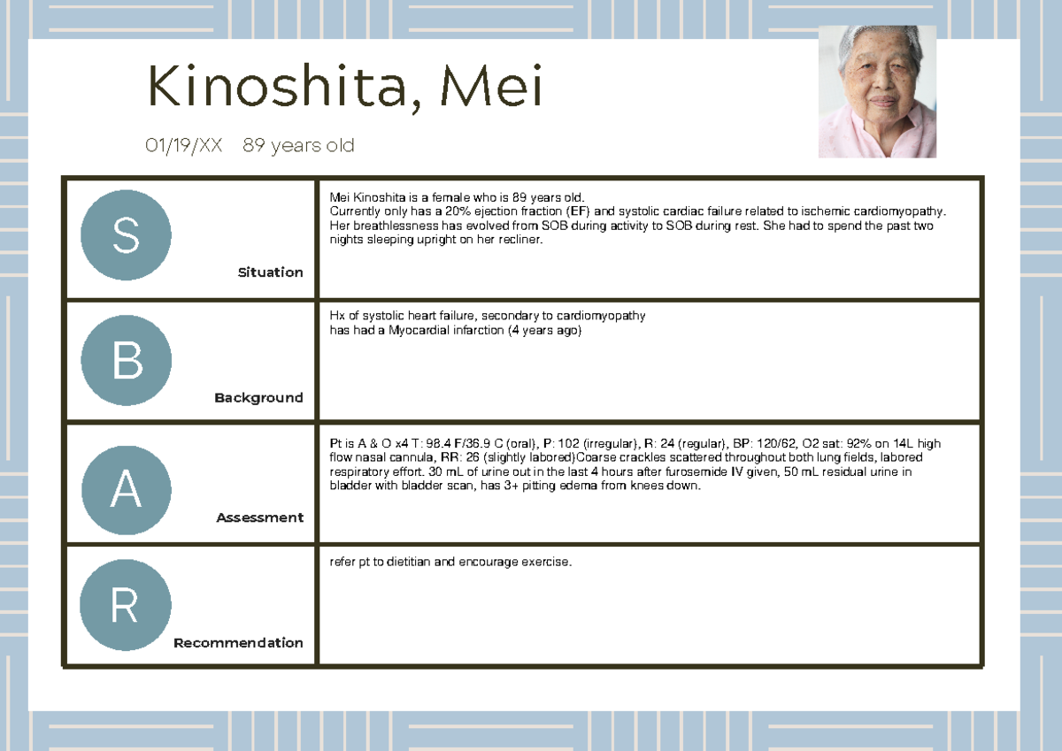 Heart Failure Escape - SBAR Report Template - Situation Background ...