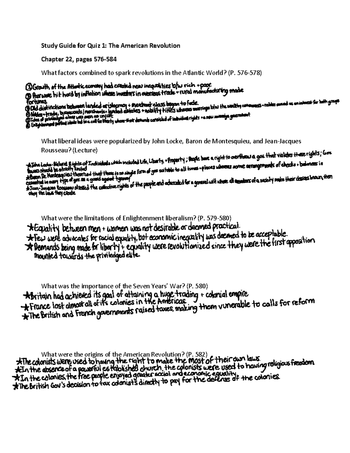 Chapter 22 Quiz (American Revolution) - Study Guide for Quiz 1: The ...