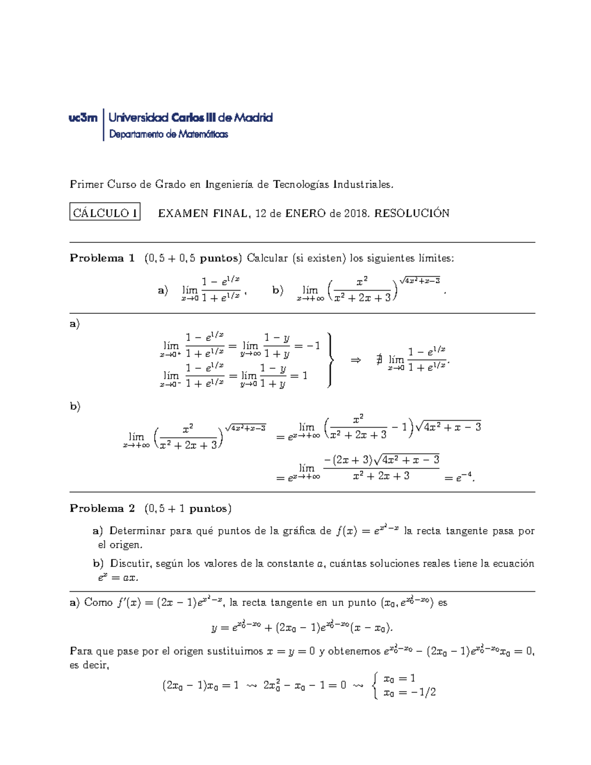 Examen Enero 2018, preguntas y respuestas - Primer Curso de Grado en ...