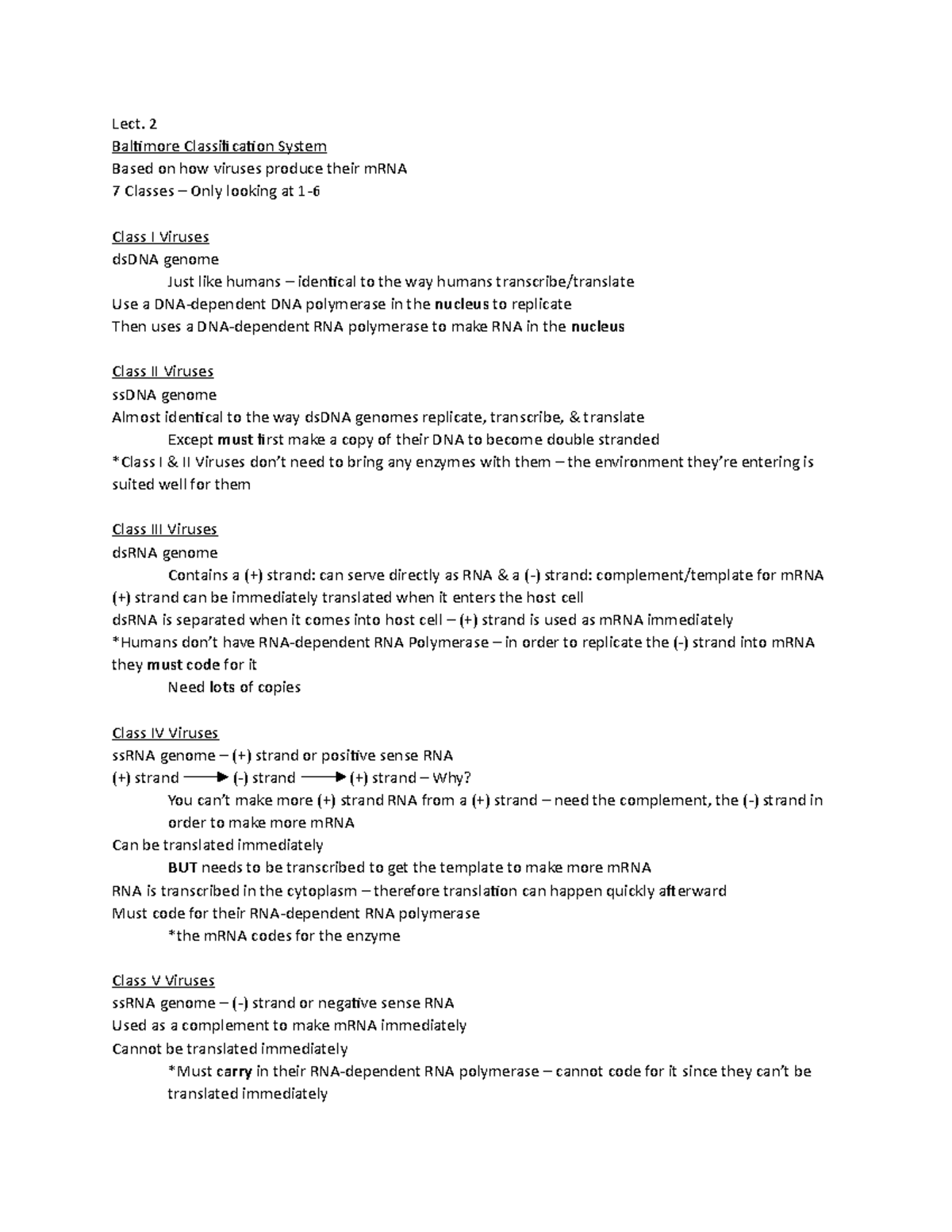 Exam 3 - Lect. 2 - Lecture notes 2 - Lect. 2 Baltimore Classification ...