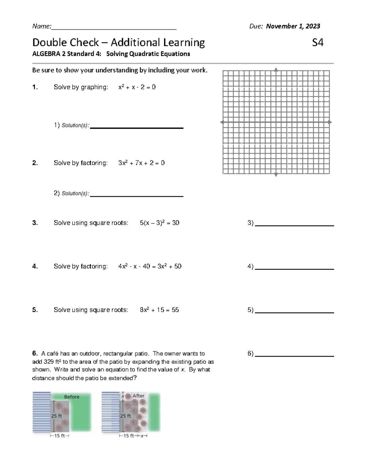 DC - Algebra 2 Standards 4,5,6 Additional Practice - Name