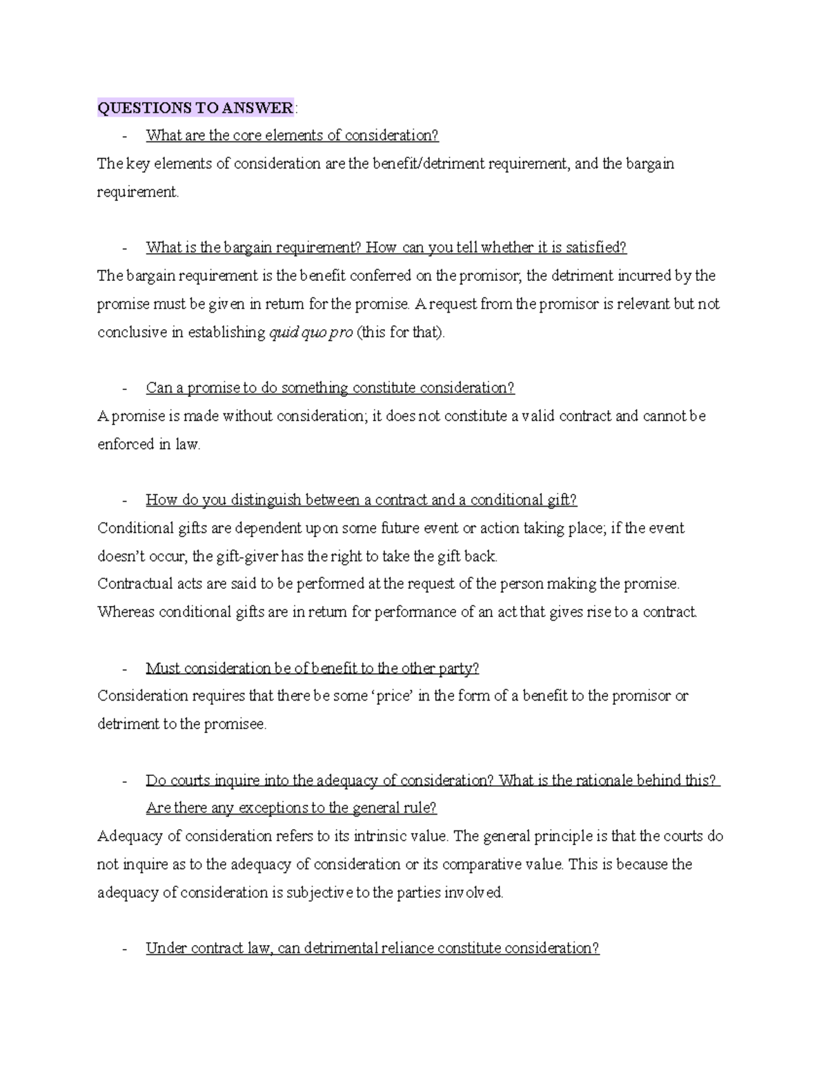 LAWS1150 WEEK2(A) Notes - QUESTIONS TO ANSWER : What are the core ...