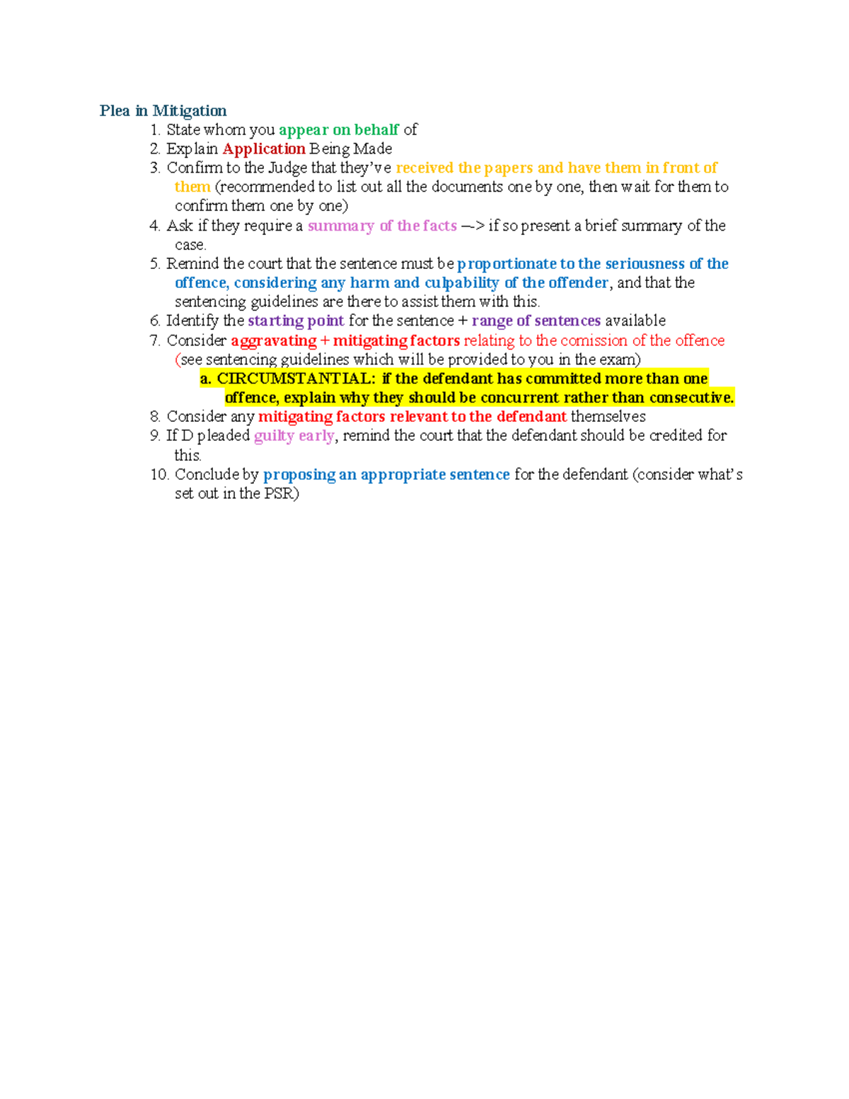 Plea in Mitigation - Test & Example - Plea in Mitigation 1. State whom ...