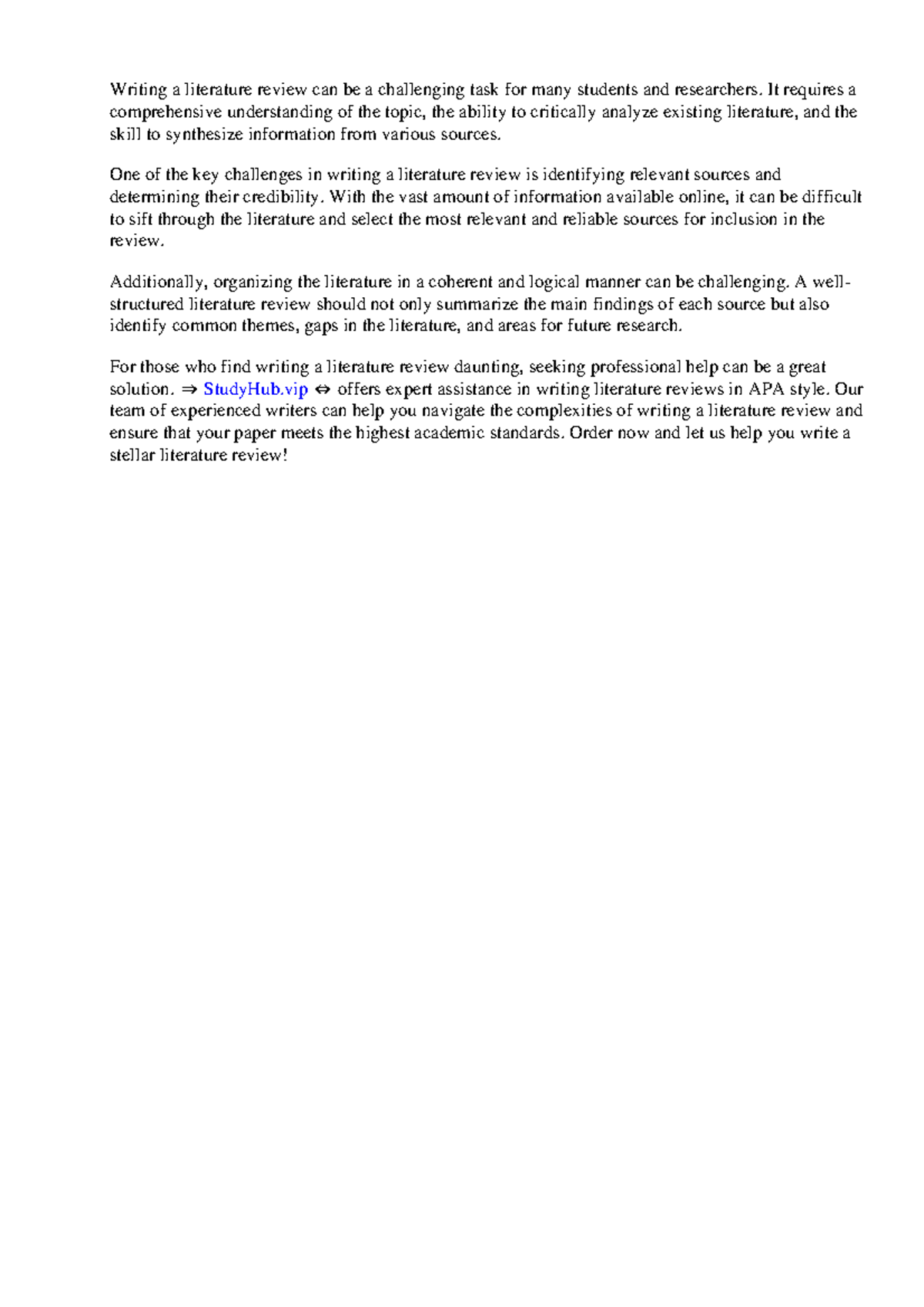 Apa Style Sample Of Literature Review - Writing a literature review can ...