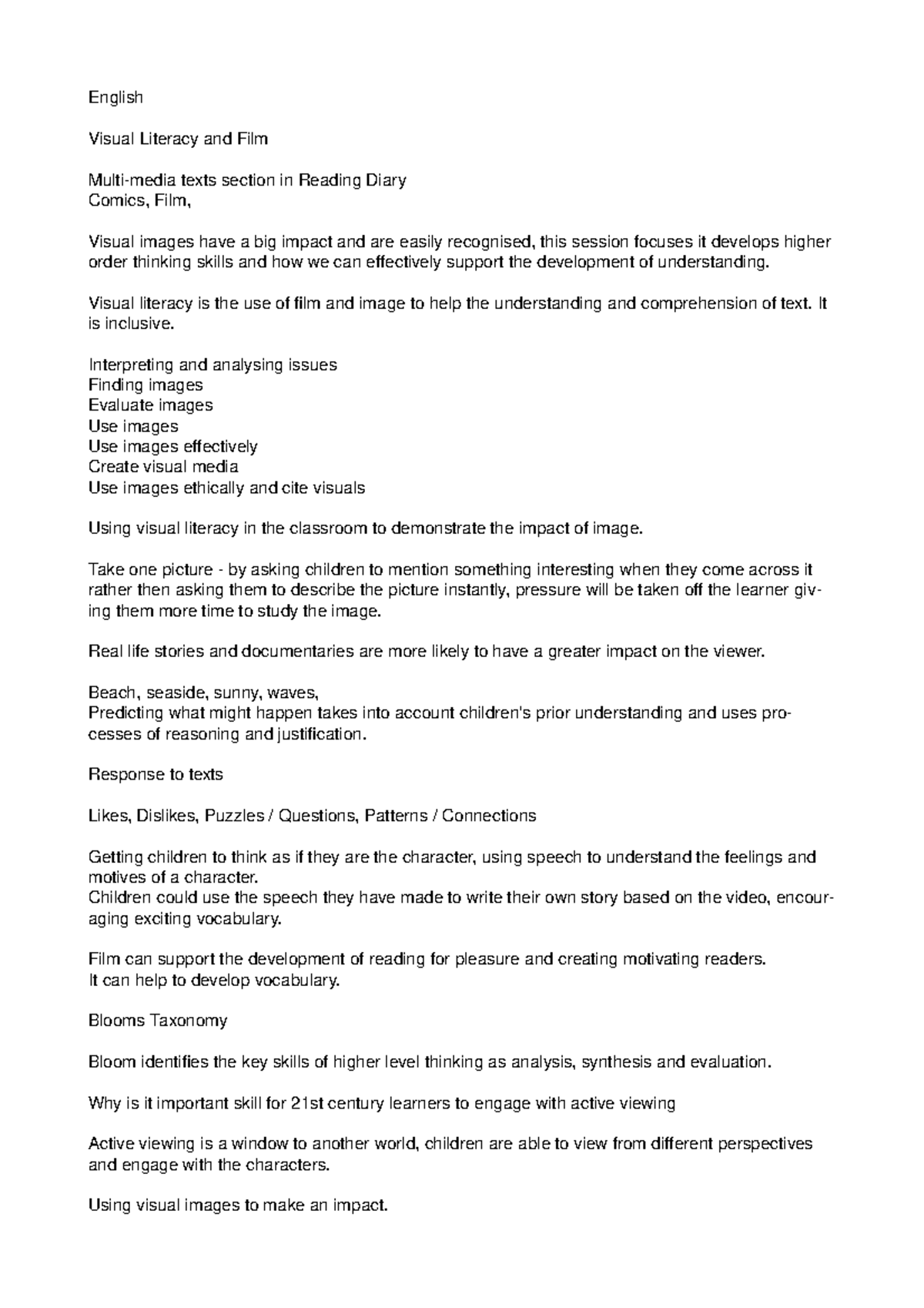 Visual literacy and film - English Visual Literacy and Film Multi-media ...