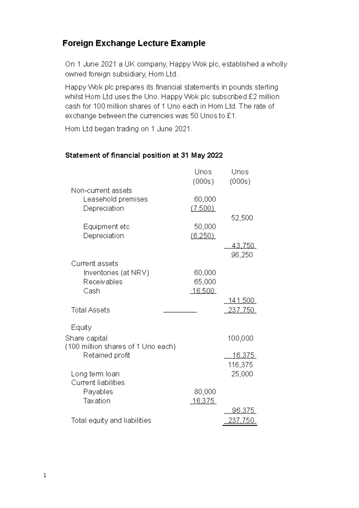 Foreign Exchange Lecture question Uno - Foreign Exchange Lecture ...