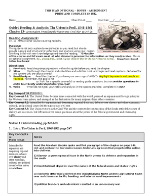 Amsco Guided Reading Chapter 4 for AP USH - HIST 2010 - MTSU - Studocu