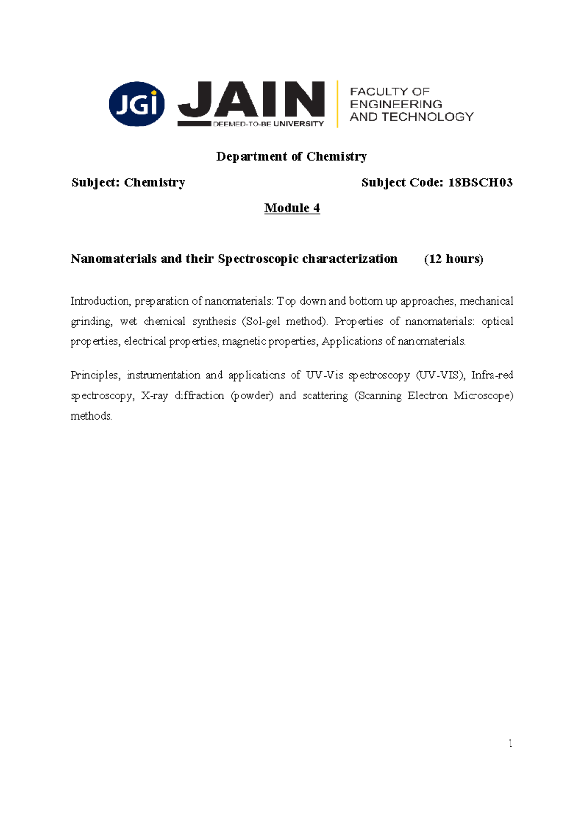 Mod 4 nanomaterials Study material - Department of Chemistry Subject ...