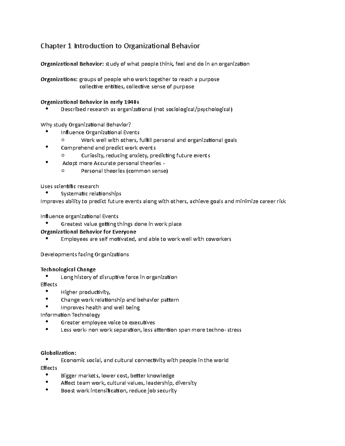 Chapter 1 Introduction to OB - Studocu