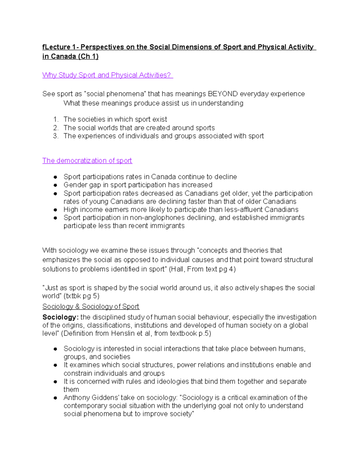 Sociology notes test 1 - test guide - fLecture 1- Perspectives on the ...