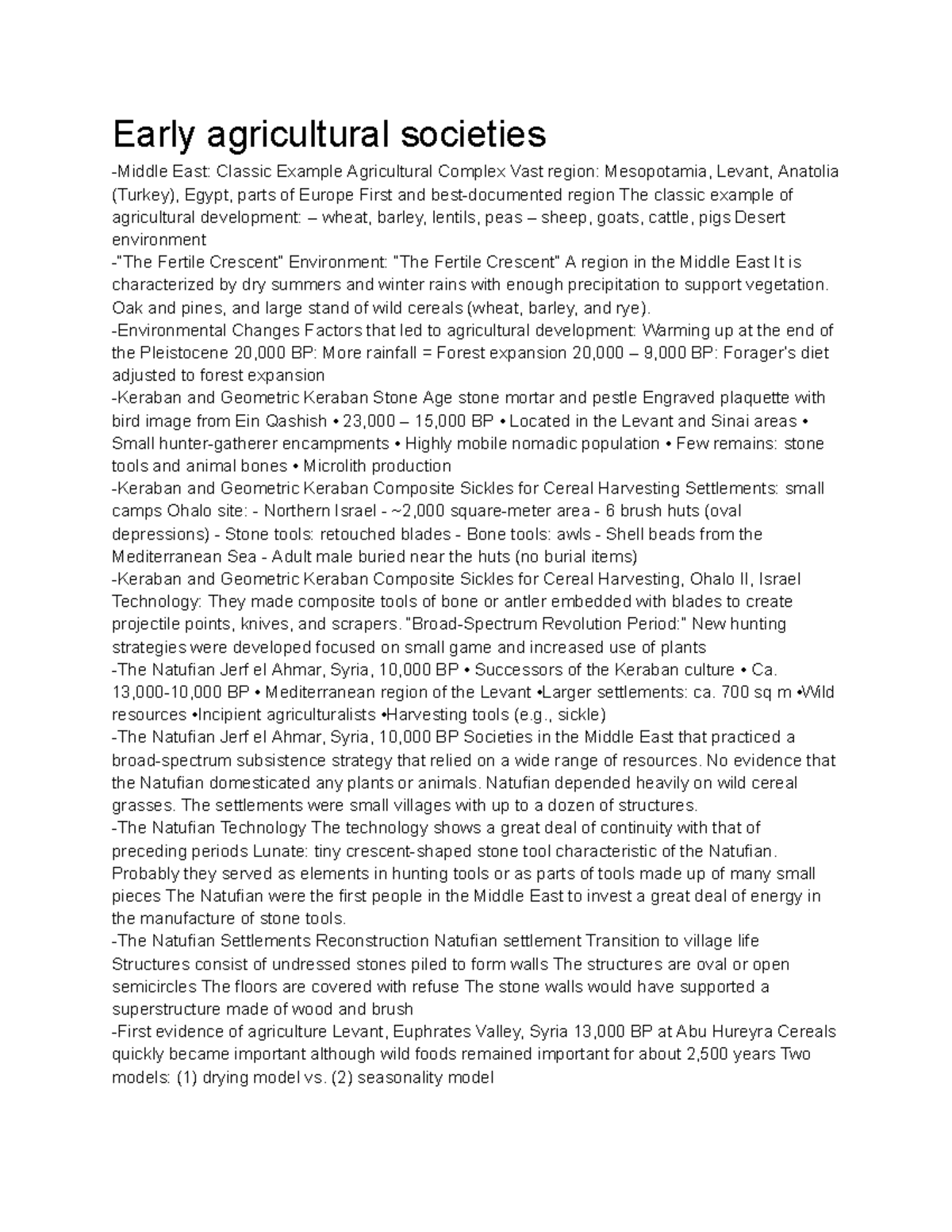 Prehistoric world cultures 9 - Early agricultural societies -Middle ...