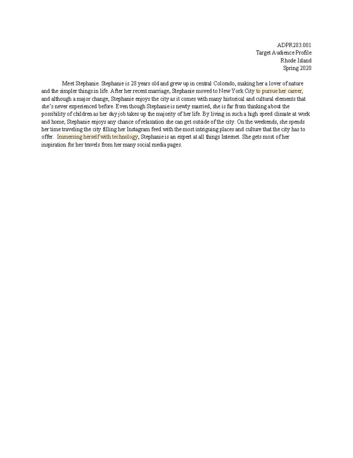 Target Audience Profile - ADPR283. Target Audience Profile Rhode Island ...