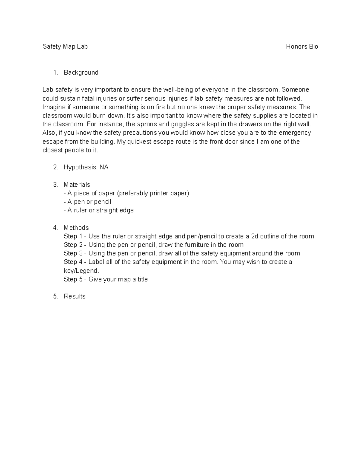 Safety Map Lab wtrite up - Safety Map Lab Honors Bio Background Lab ...