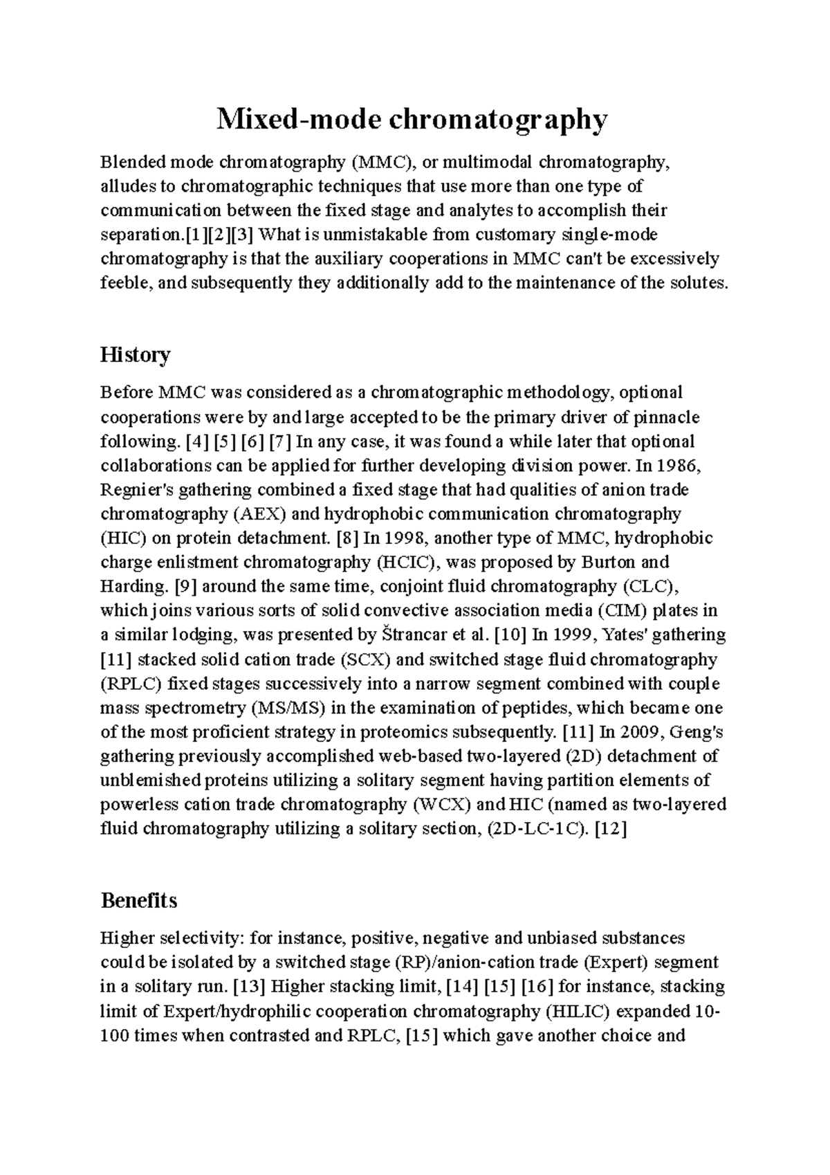 Mixed-mode chromatography - Mixed-mode chromatography Blended mode chromatography (MMC), or ...