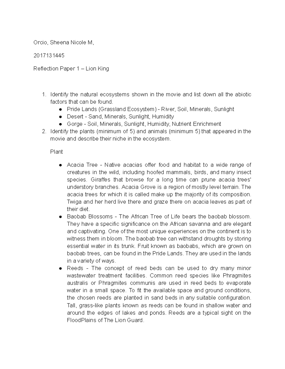 Reflection Paper 1 Orcio - Orcio, Sheena Nicole M, 2017131445 ...