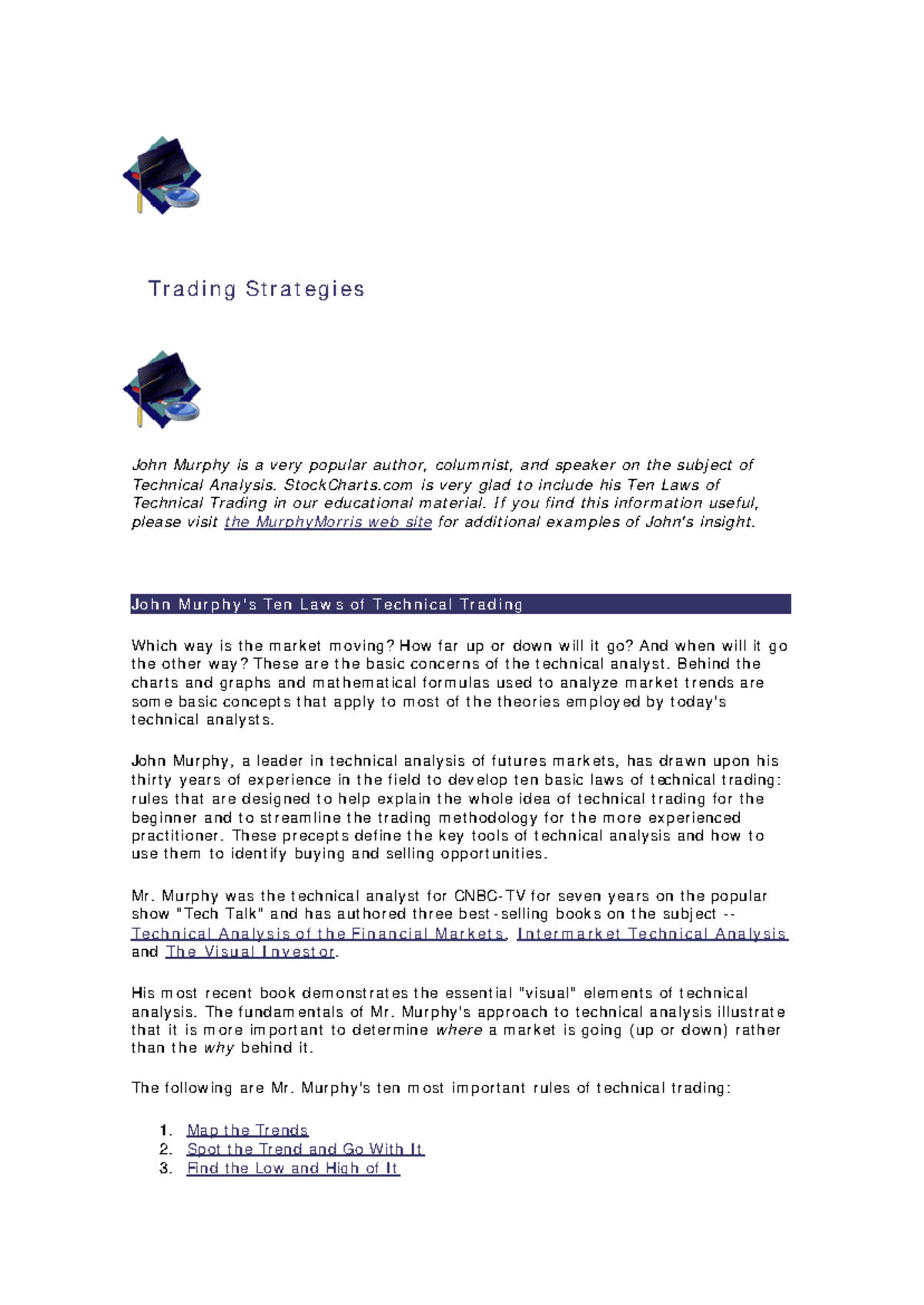 Trading Strategies John Murphy S Ten Laws Of Technical Trading ...