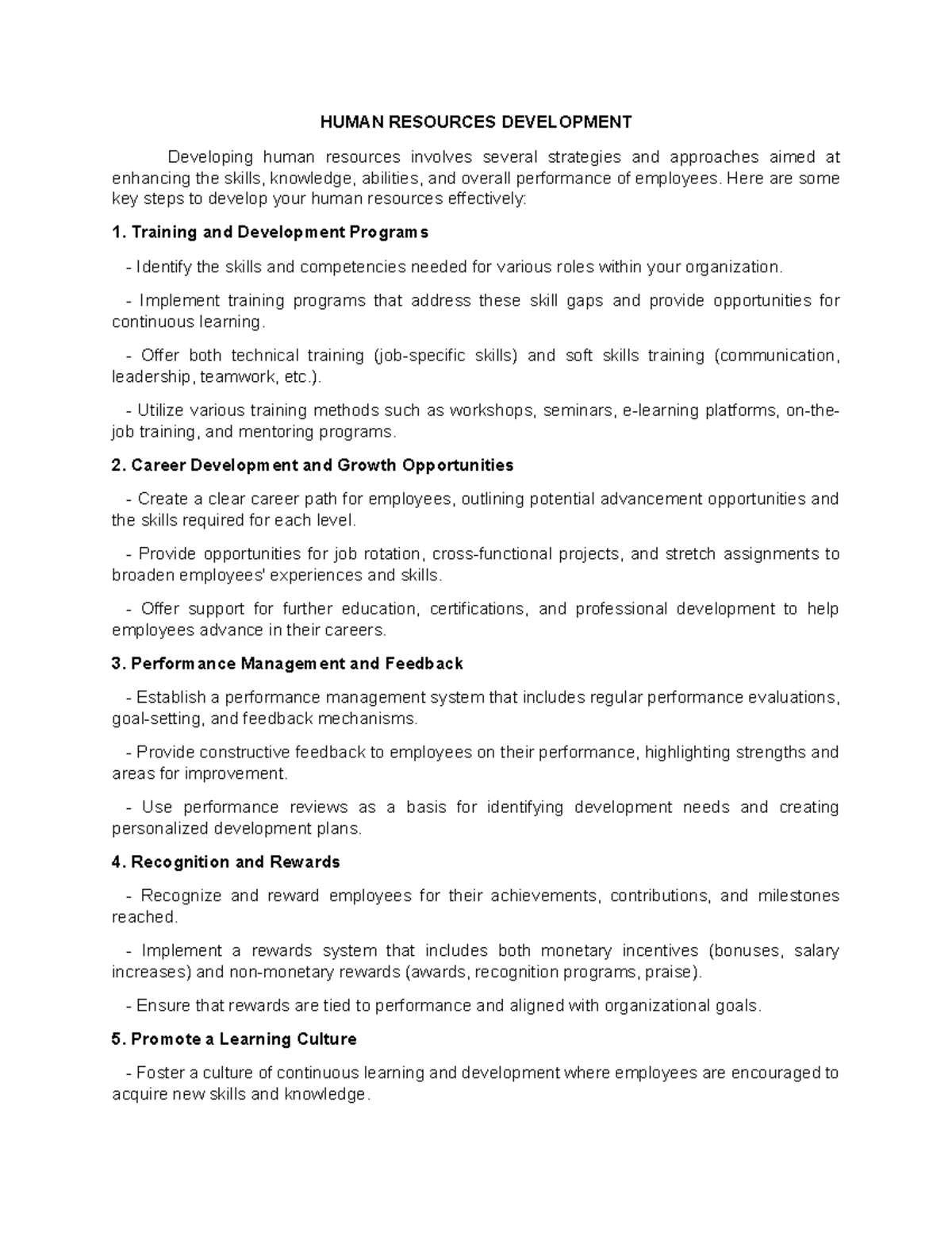 Human Resources Development - HUMAN RESOURCES DEVELOPMENT Developing ...