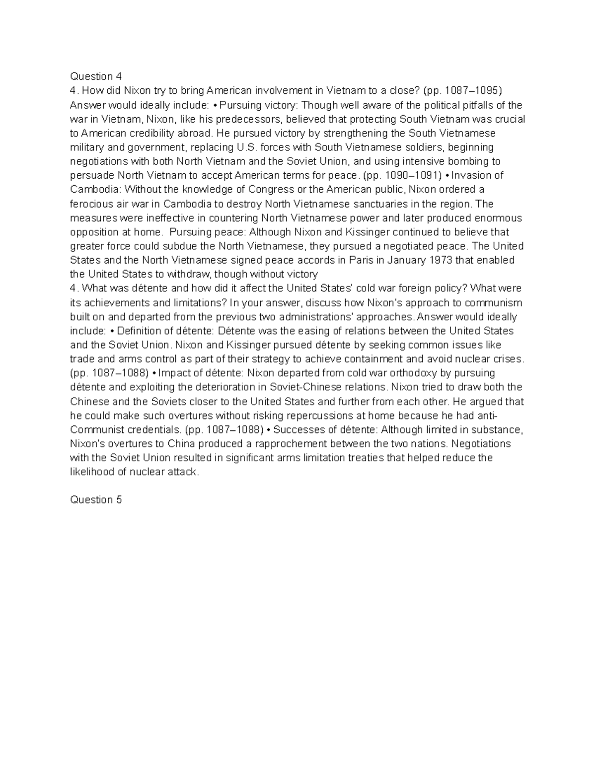 U.S. History Nixon Notes - Question 4 4. How did Nixon try to bring ...