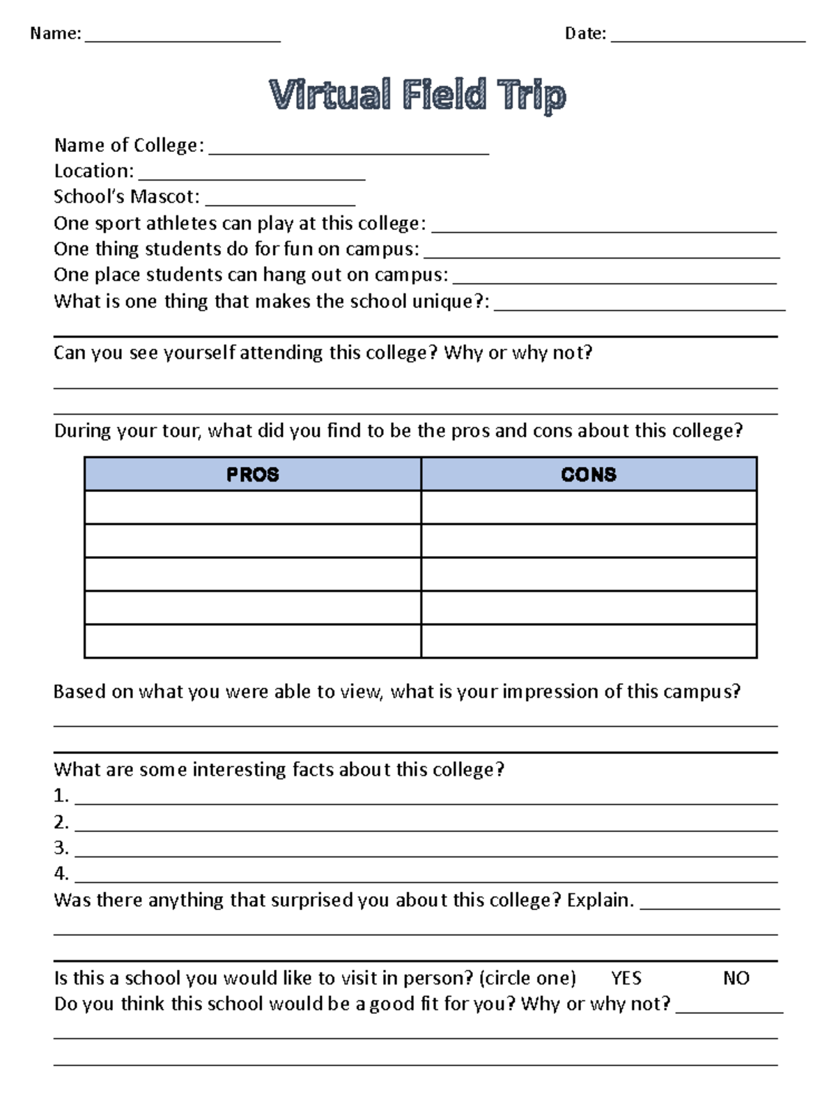 Virtual Field Trip - eee - Name: _____________________ Date ...