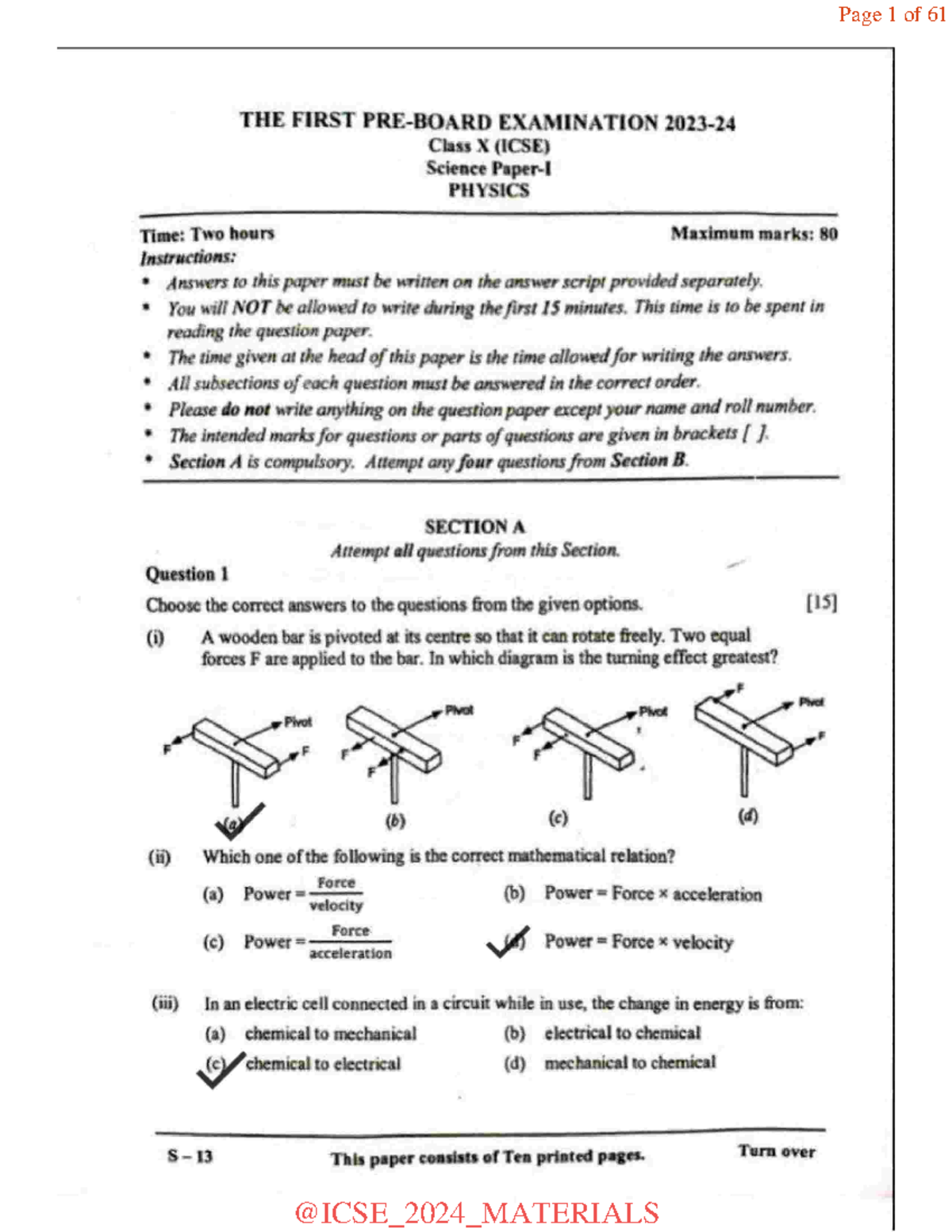 MCQ'S Physics - Time: Two hours Instructions: Question 1 Answers to ...
