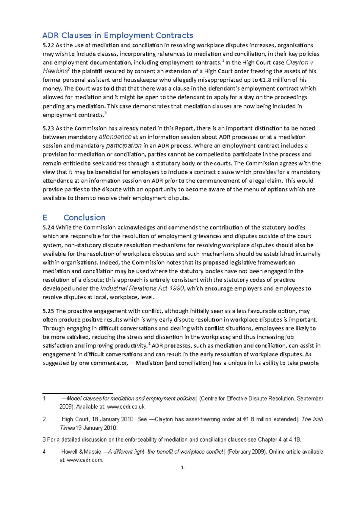 Dispute resolution m29 - ADR Clauses in Employment Contracts 5 As the ...