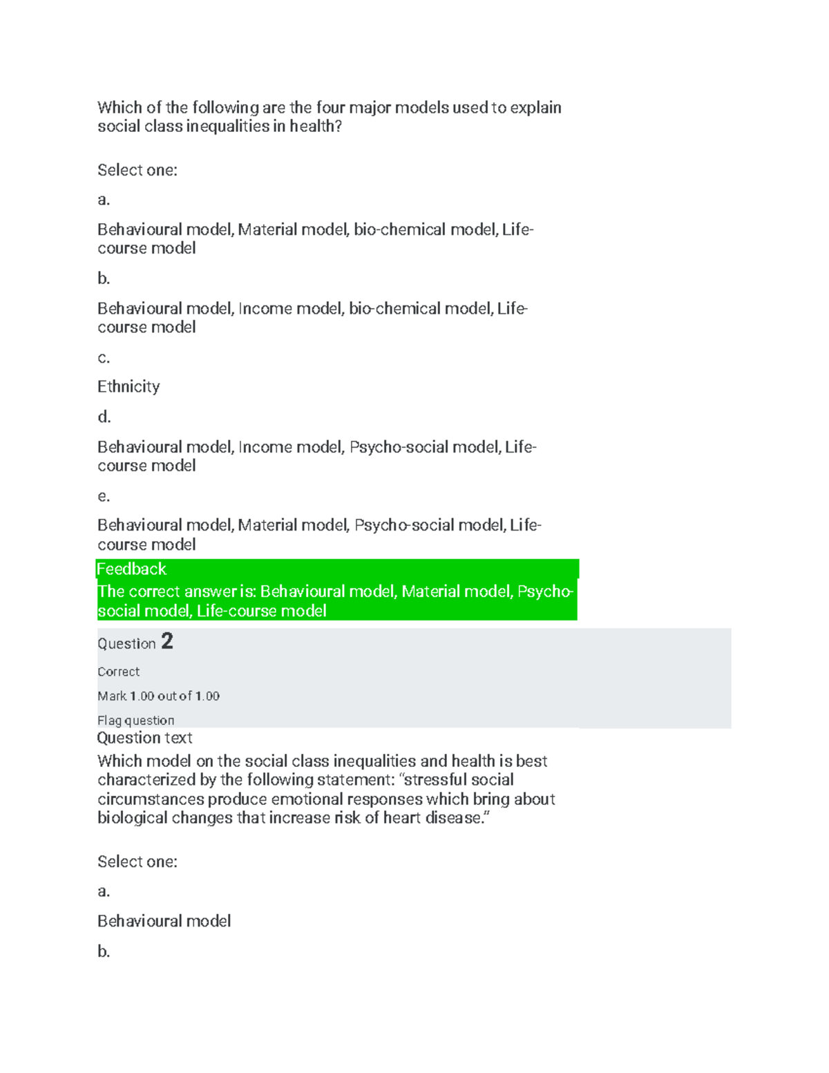 Hs 2712 Self quiz 2 - An assignment - Which of the following are the ...