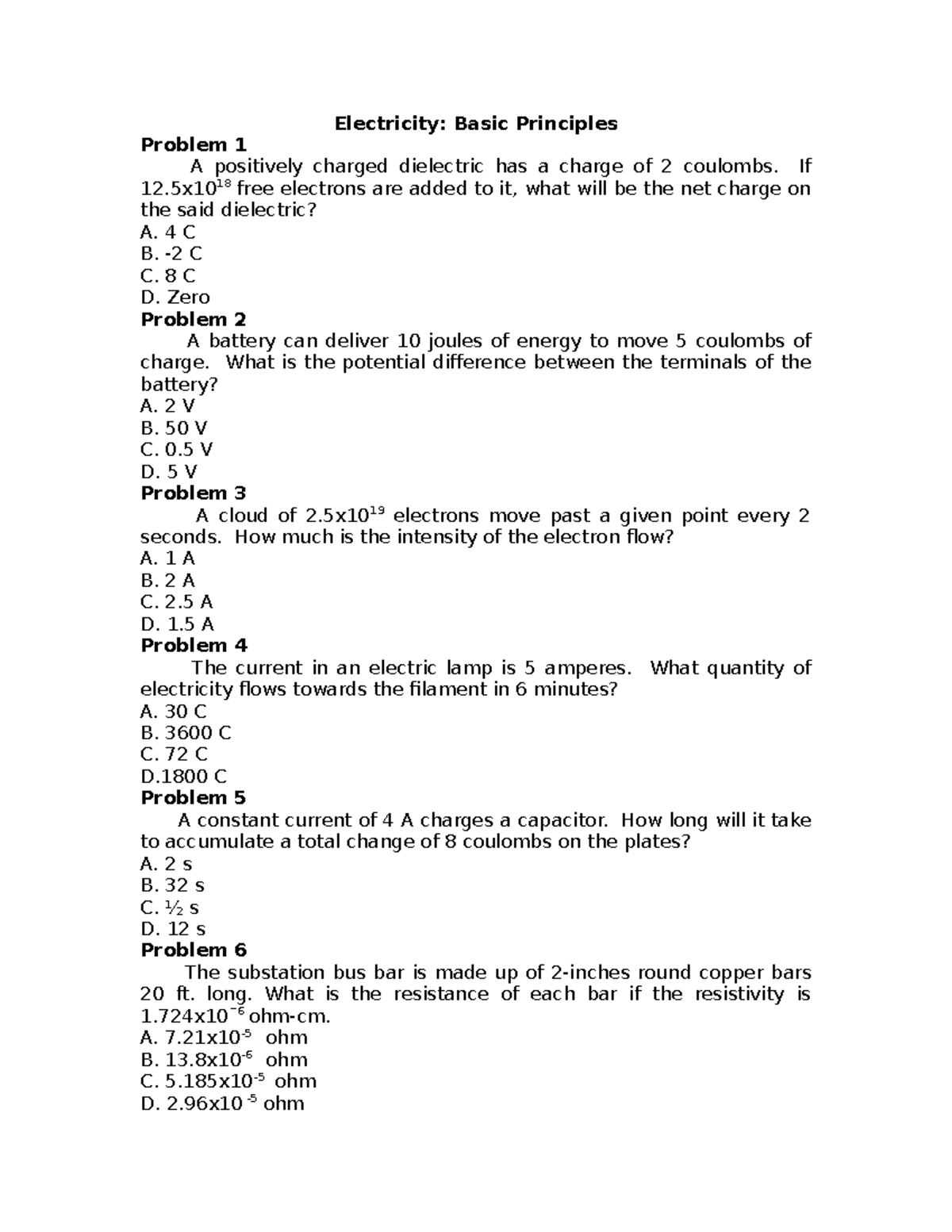 Kupdf - Practical Problem EE - Electricity: Basic Principles Problem 1 A positively charged ...