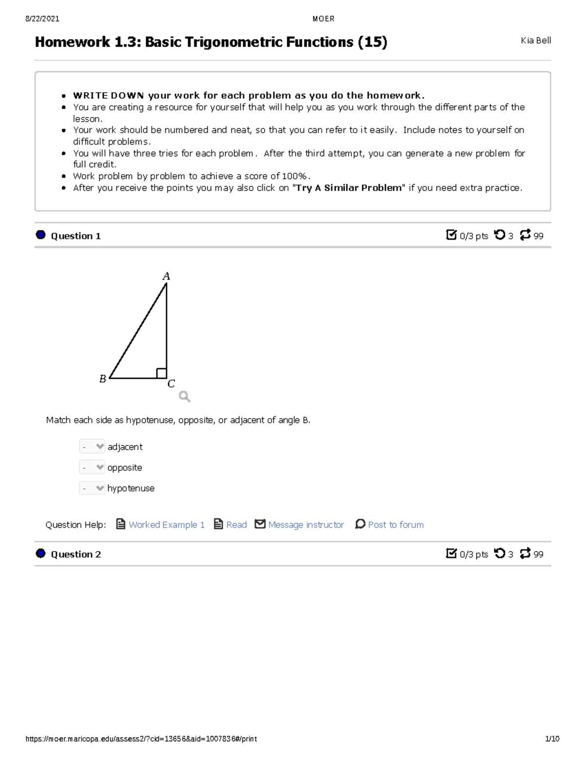 Homework 1.3 - Help - Homework 1: Basic Trigonometric Functions (15 ...