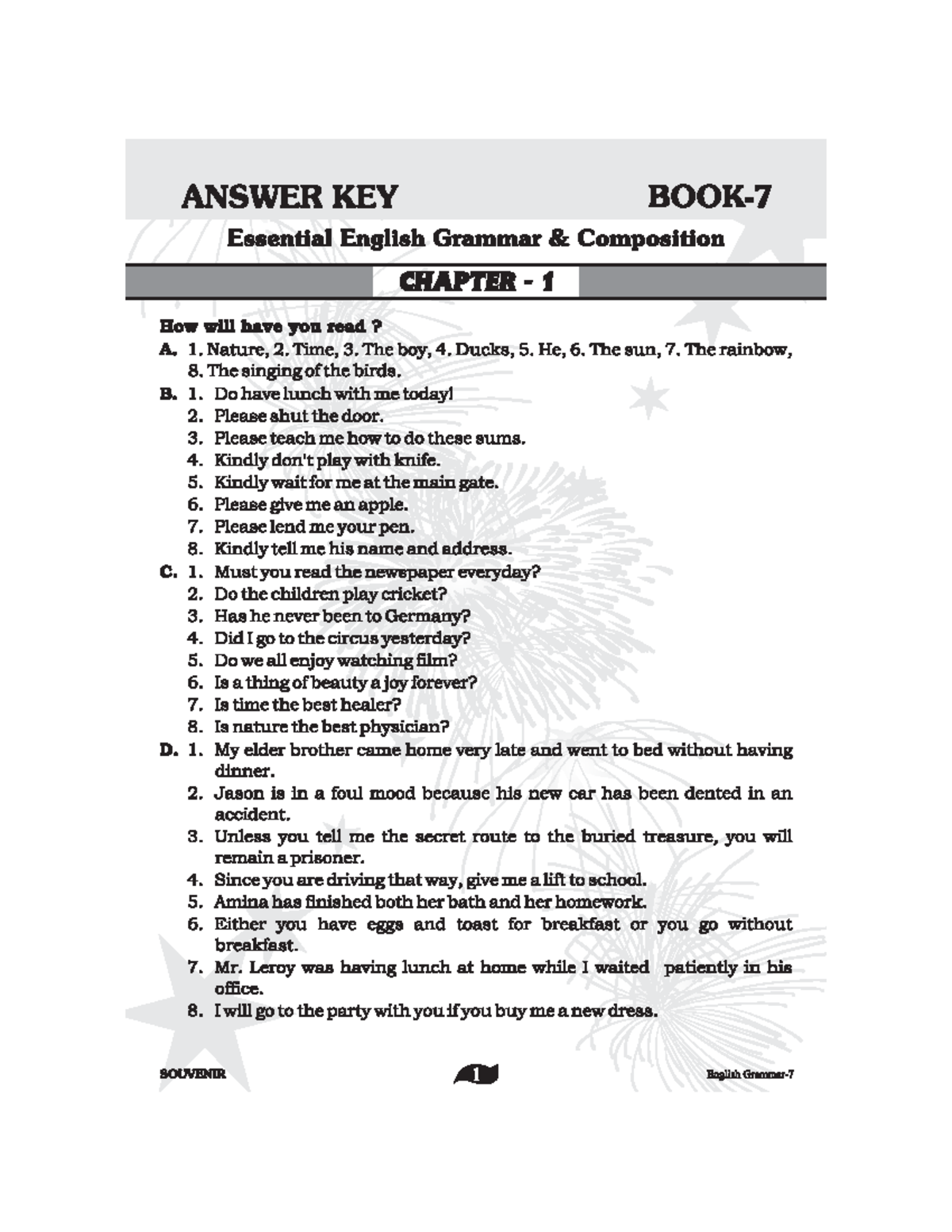 Answer KEY BOOK - 7 - ANSWER KEY Essential English Grammar Composition ...