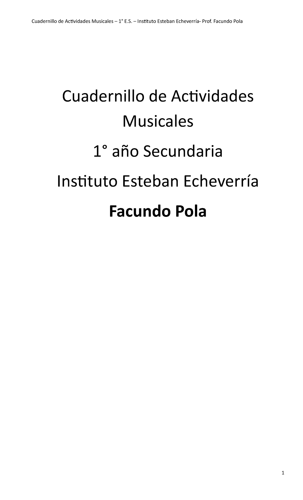 Cuadernillo de Actividades Musicales para practica de ejercicios ...